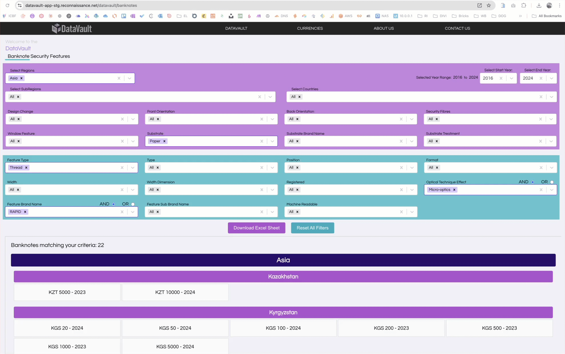 Exporting to Excel – DataVault